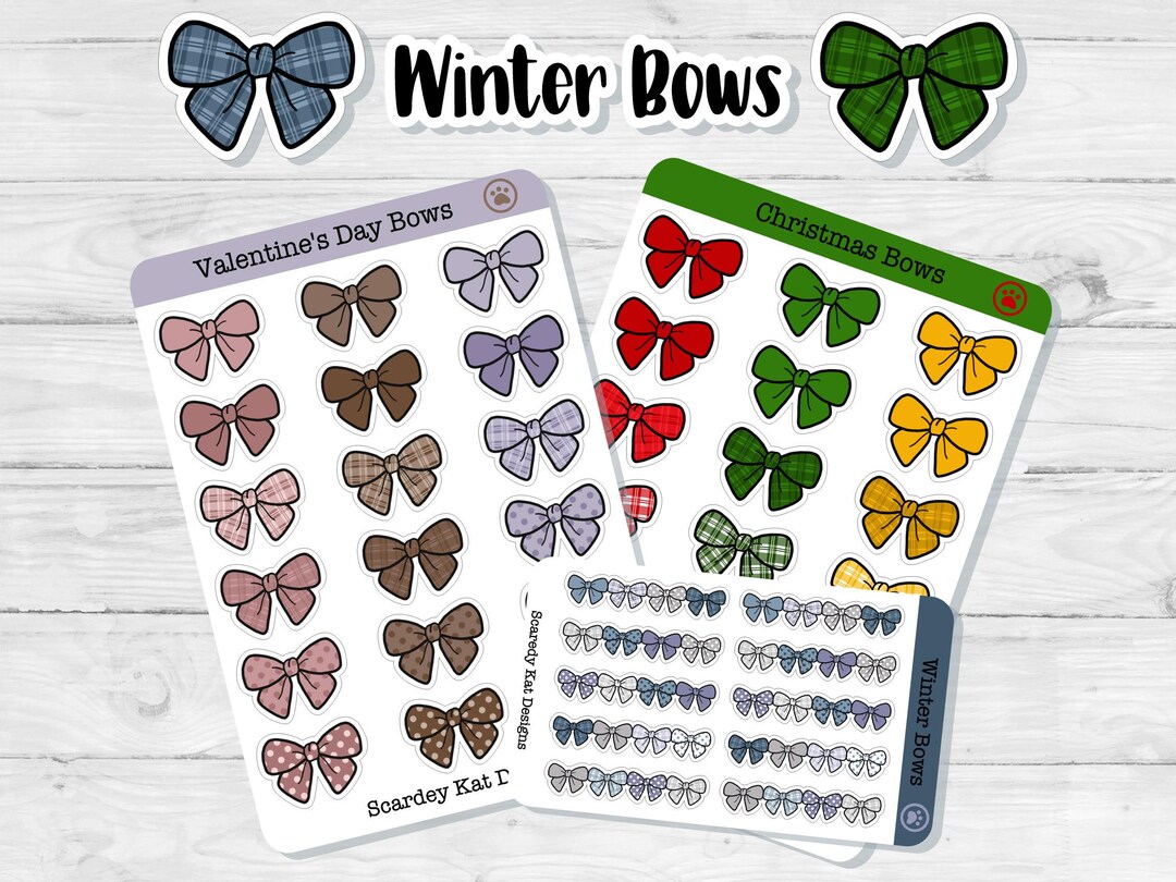 Coquette Bow Stickers: Winter, Valentine's, Christmas Planner Stickers ...