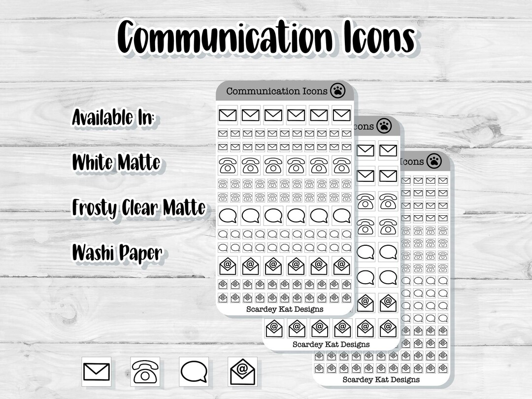 Tiny Communication Icon Stickers: Planner Journal Embellishments - Etsy
