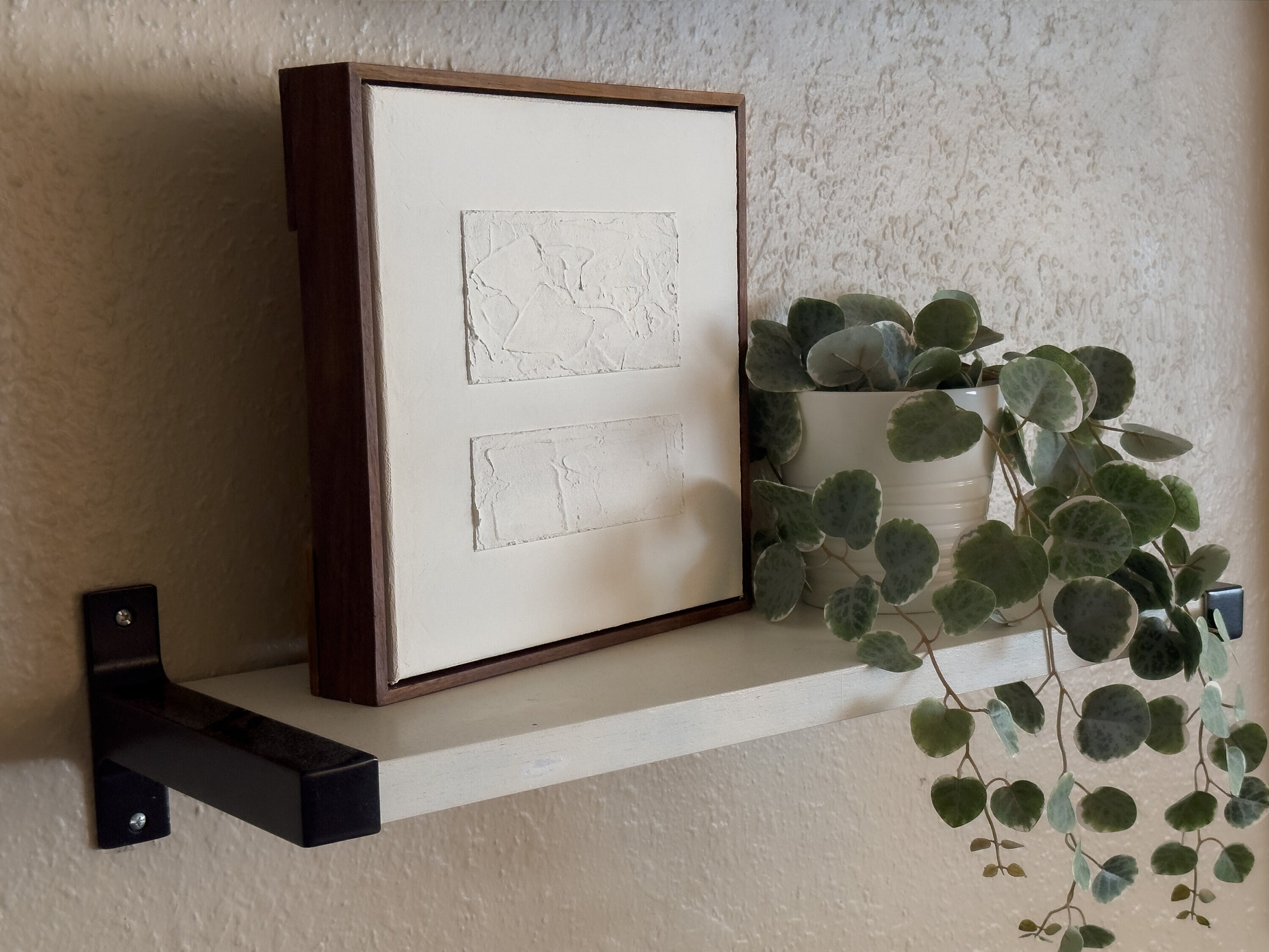 Small White Square Abstract Painting Plaster Textured Canvas Art Clean ...