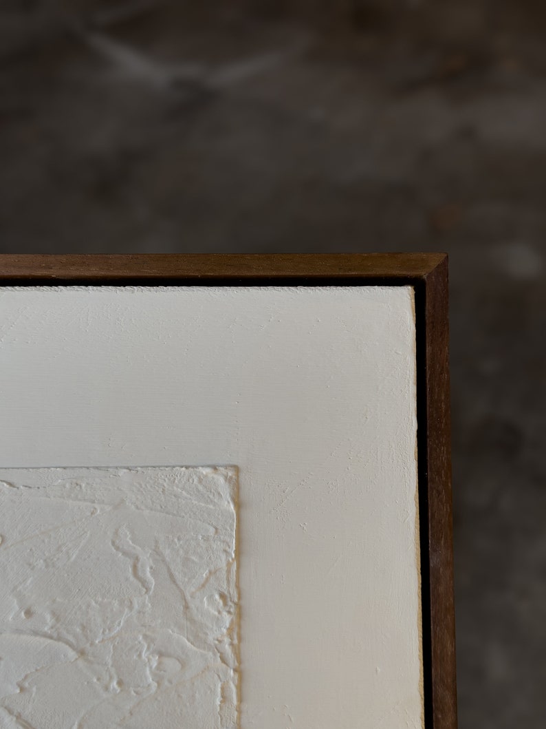 Small White Square Abstract Painting Plaster Textured Canvas Art Clean ...