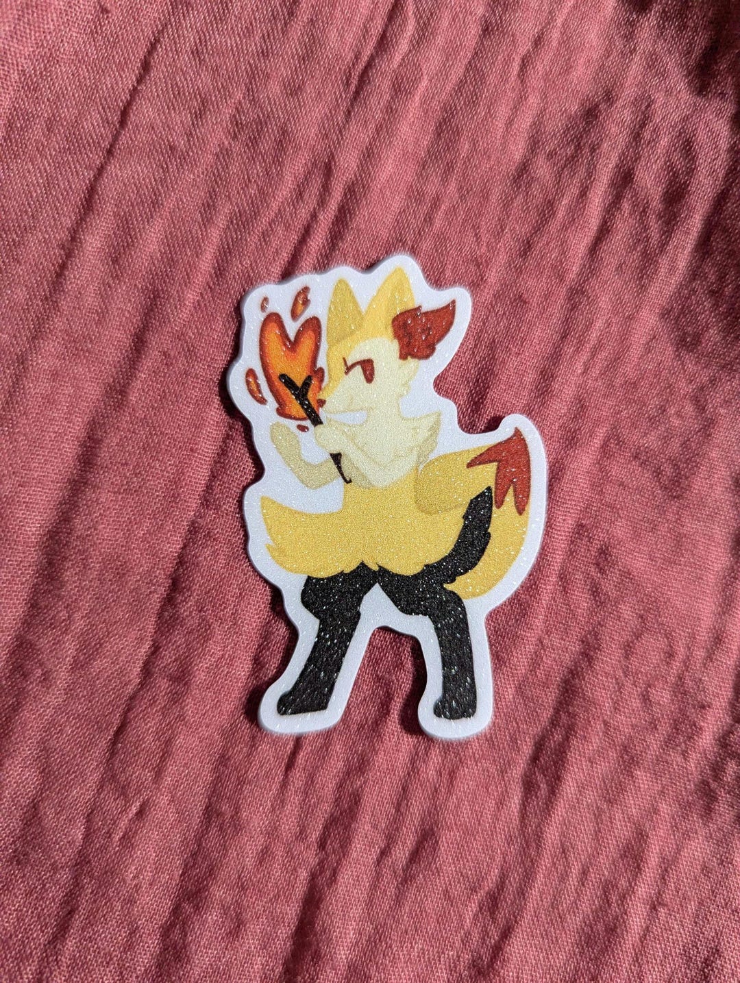 Cute 2.5 Inch Braixen Frosted Sand Glitter Sticker - Etsy