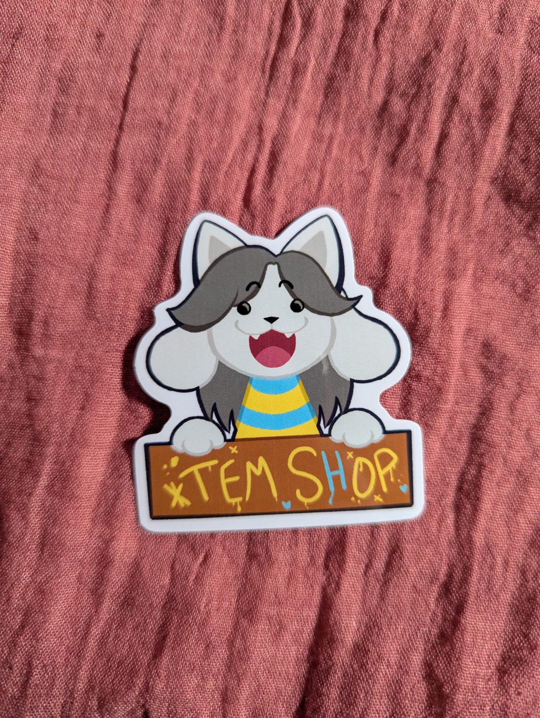 Cute 2.5 Inch Temmie Tem Shop Undertale Semi Waterproof Vinyl Sticker ...