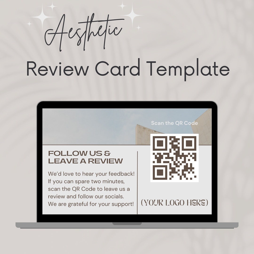 Review Card Template, Marketing Card Template, Editable Review Card, QR ...
