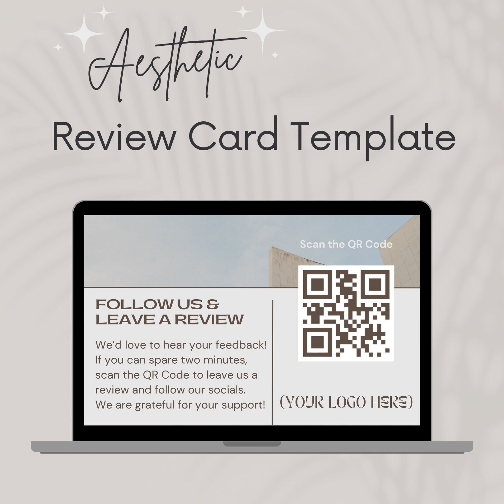 Review Card Template, Marketing Card Template, Editable Review Card, QR ...