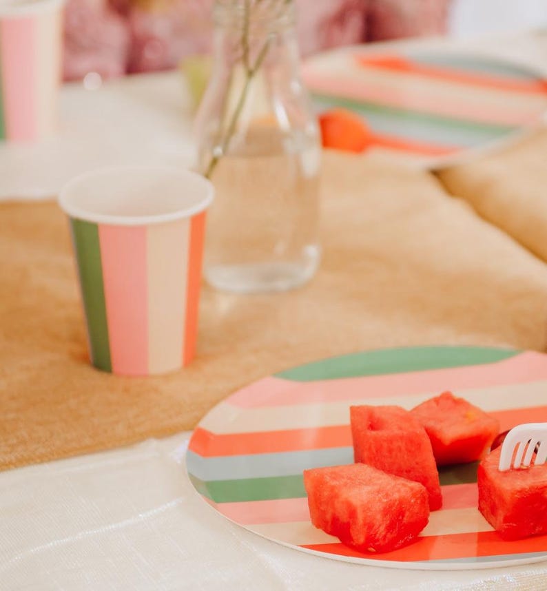 Rainbow Stripe Cups (x12), Colorful Birthday Party Decor - Etsy