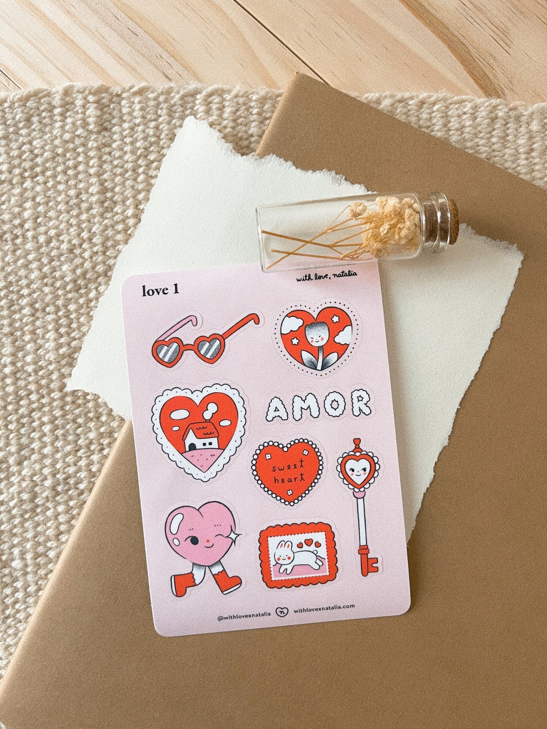Love 1 Sticker Sheet Cute Kiss Cut Sticker Sheet Cozy and Warm Planner ...
