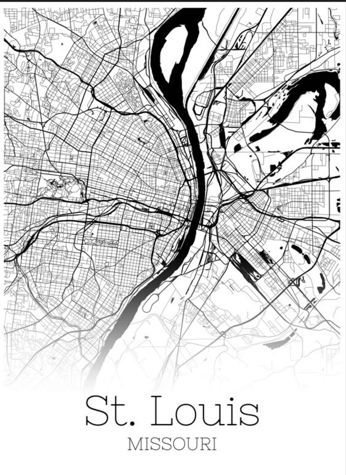 St Louis City Map Digital Download STL City PNG - Etsy