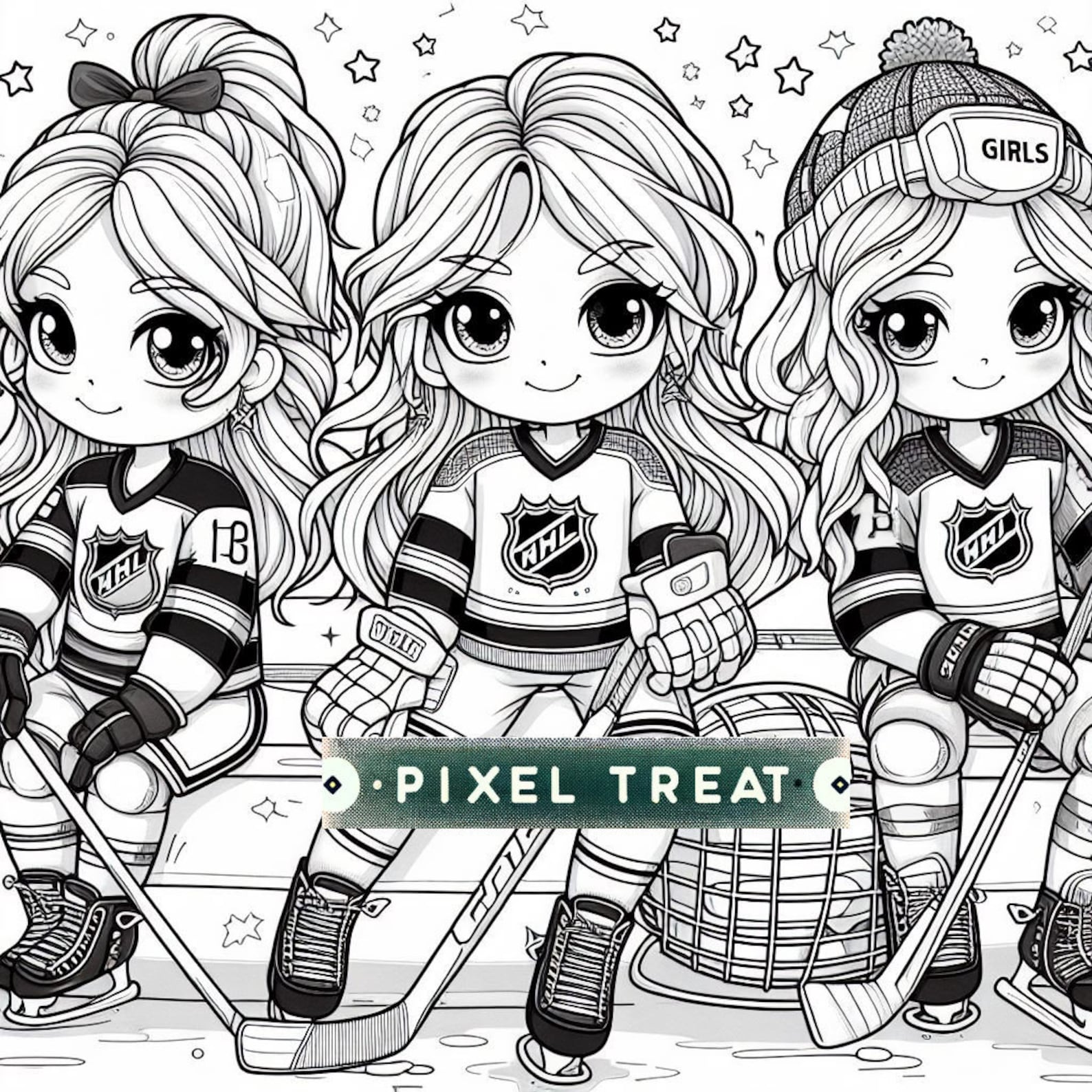 The Girls of the Ice : Coloring Book , Girls Hockey Coloring Book ...