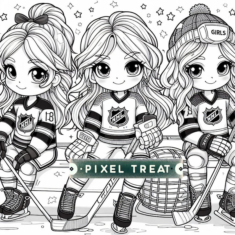The Girls of the Ice : Coloring Book , Girls Hockey Coloring Book ...