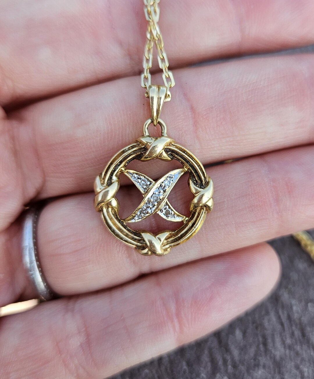 Vintage 14k Yellow Gold XO Pendant - Etsy