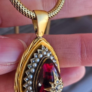 Antique Victorian Carbuncle Garnet Set With Rose Cut Diamond Star and ...