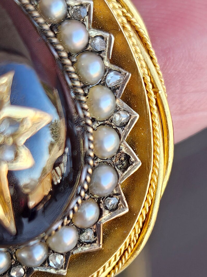 Antique Victorian Carbuncle Garnet Set With Rose Cut Diamond Star and ...