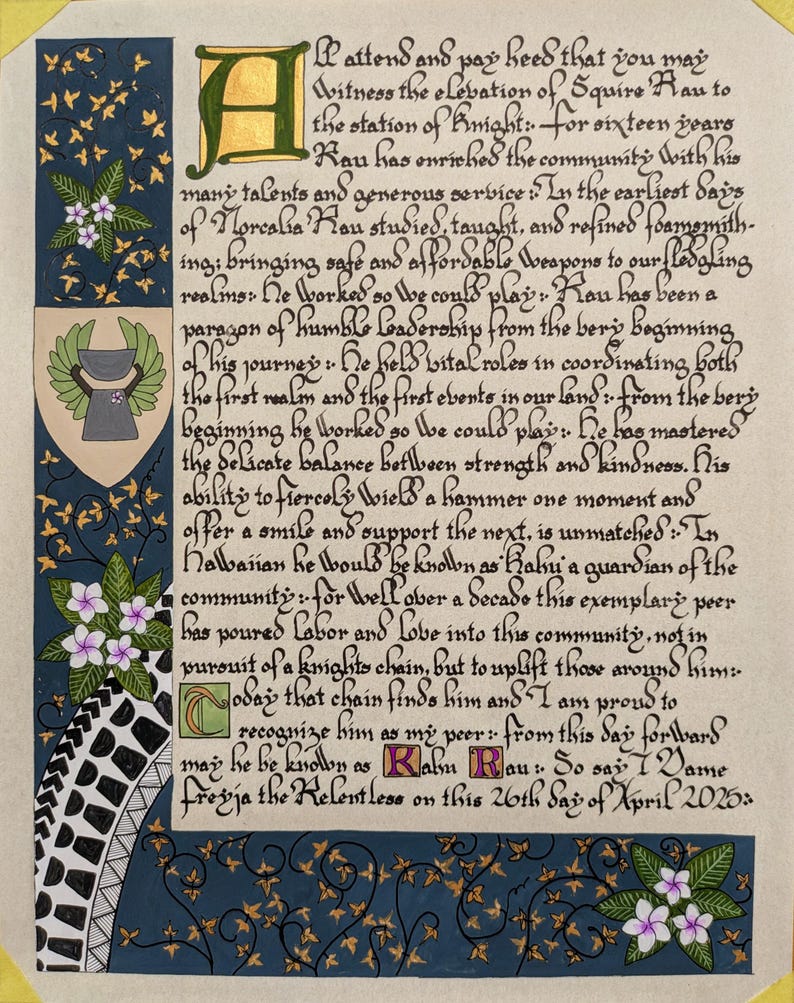 Custom Medieval Scroll With Calligraphy and Illumination - Etsy