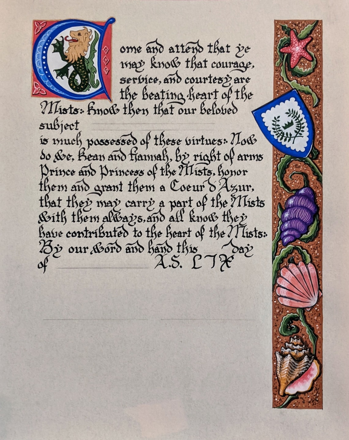 Custom Medieval Scroll With Calligraphy and Illumination - Etsy