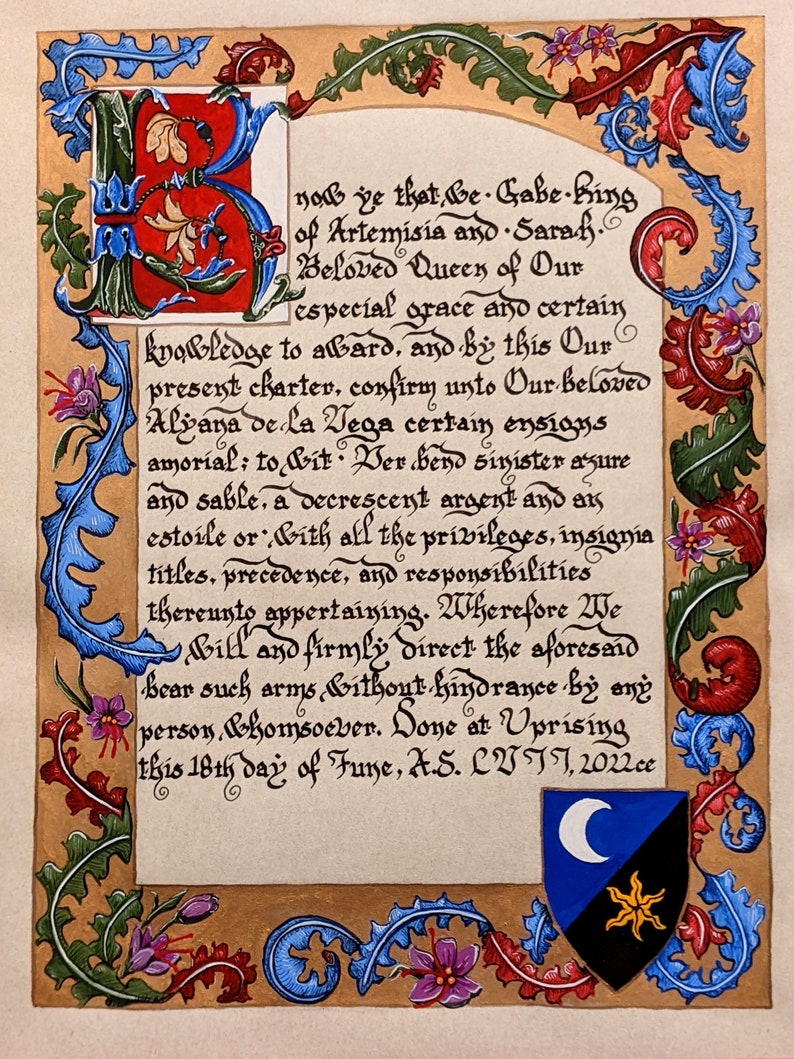Custom Medieval Scroll With Calligraphy and Illumination - Etsy