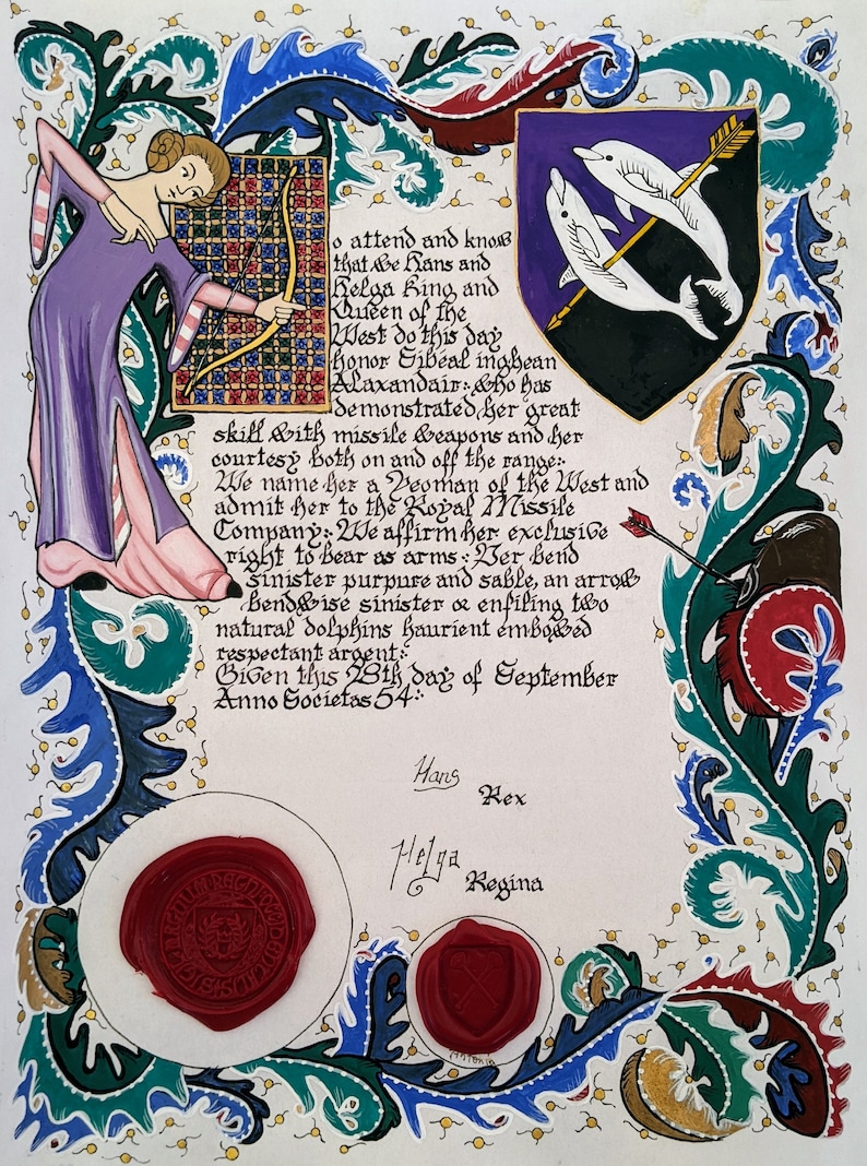 Custom Medieval Scroll With Calligraphy and Illumination - Etsy