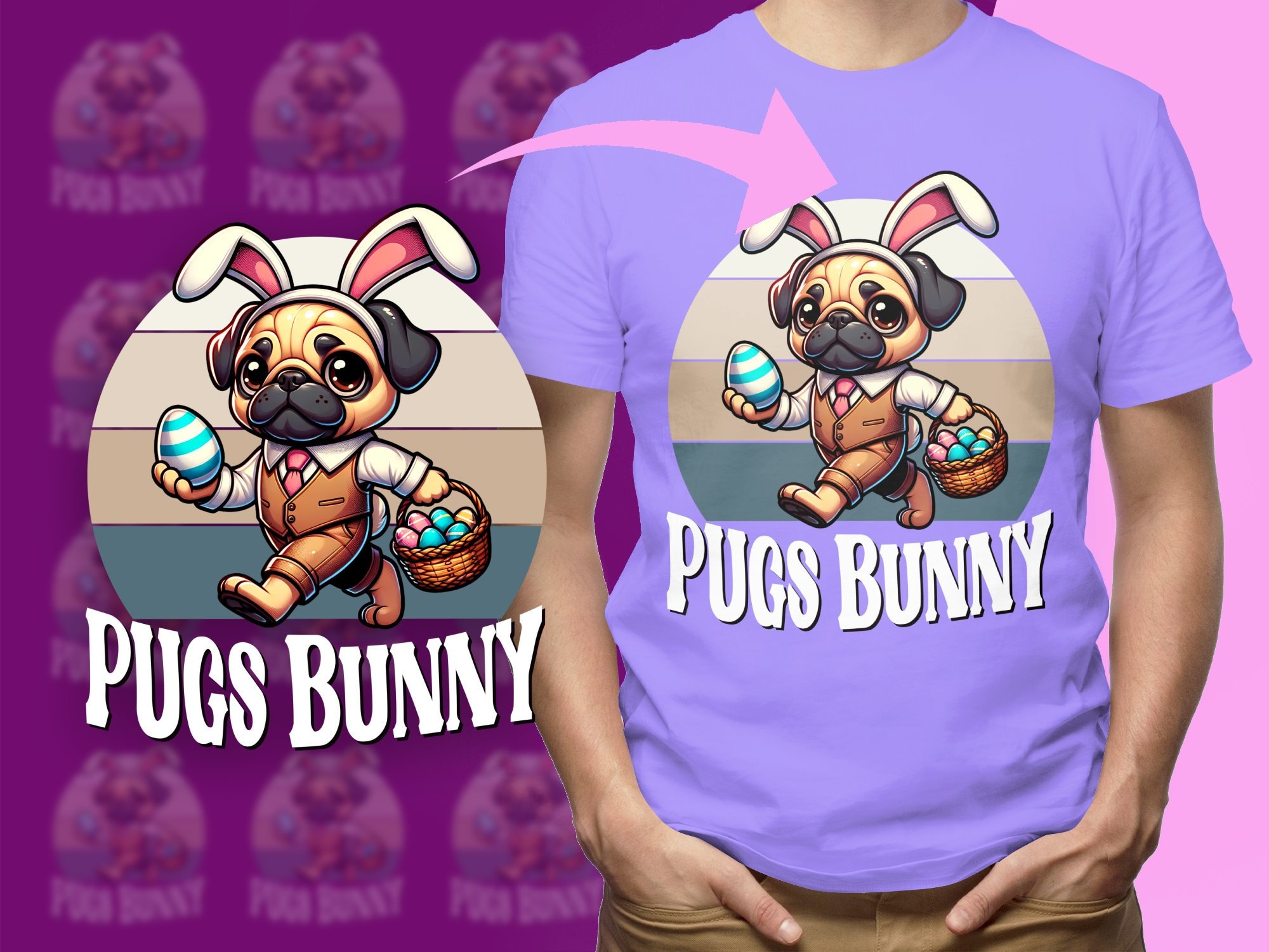 Pugs Bunny Easter Png, Pug Mom Svg Gift, Pug Dad Svg Gift, Dog With ...