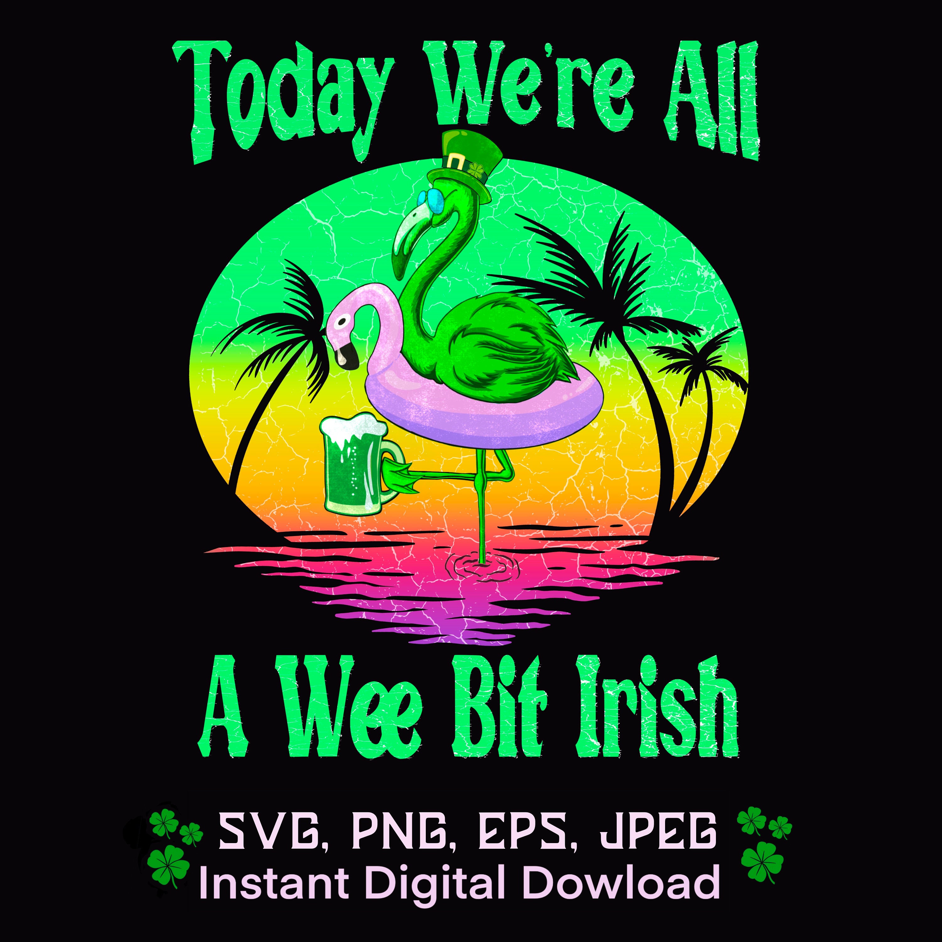 St. Patrick's Day Flamingo Svg Flamingo Clipart, Leprechaun Flamingo ...