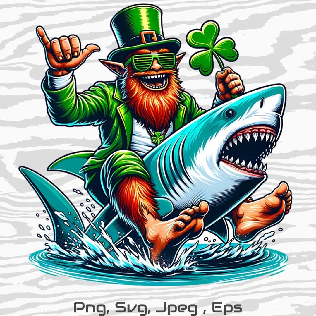Boys St Patricks Day PNG, Funny Irish Shark Svg, Big Foot Leprechaun on ...