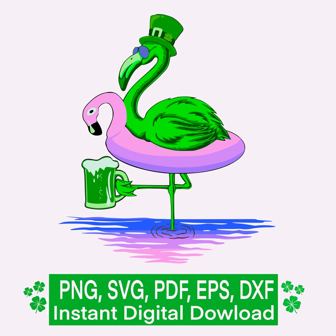 Svg Flamingo,instant Download St. Patrick's Day Green Flamingo ...