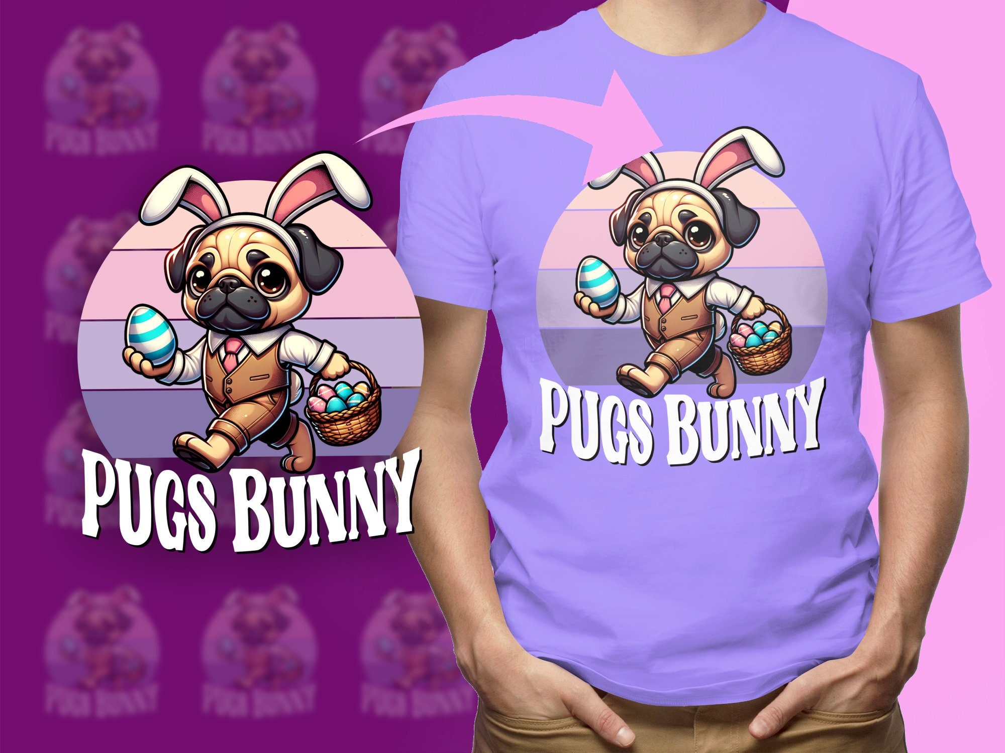 Pugs Bunny Easter Png, Pug Mom Svg Gift, Pug Dad Svg Gift, Dog With ...