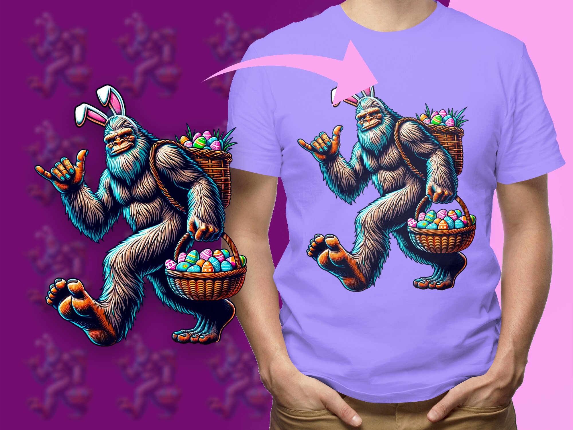 Bigfoot Easter Bunny Svg Png Clip Art Sublimatiion, Easter Sasquatch ...