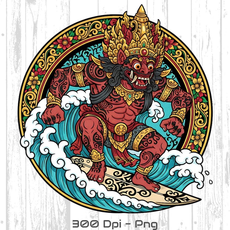Balinese Barong Demon on Surfboard Png, 300 Dpi Digital Download ...