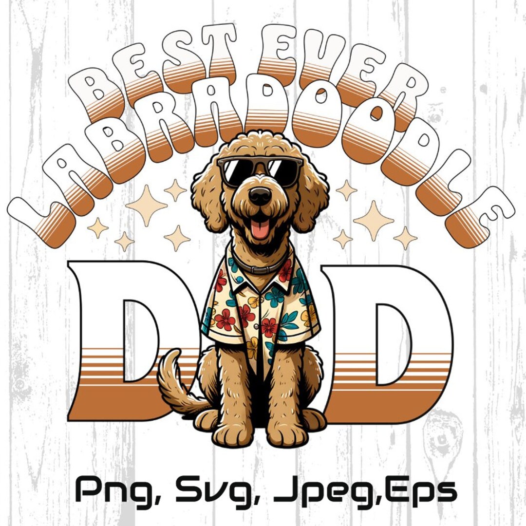 Labradoodle Dog Wearing Hawaiian Shirt : Best Dog Dad PNG (digital ...