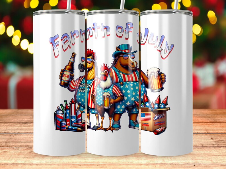 4th of July Farm Animals Drinking Digital Download, Funny Horses and ...