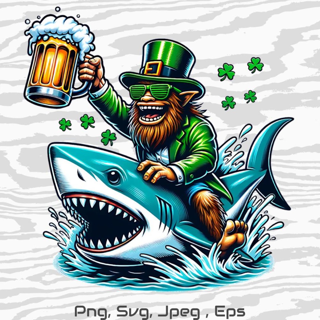 Big Foot Leprechaun Shark Png, St Patricks Day PNG, Funny Drinking Svg ...