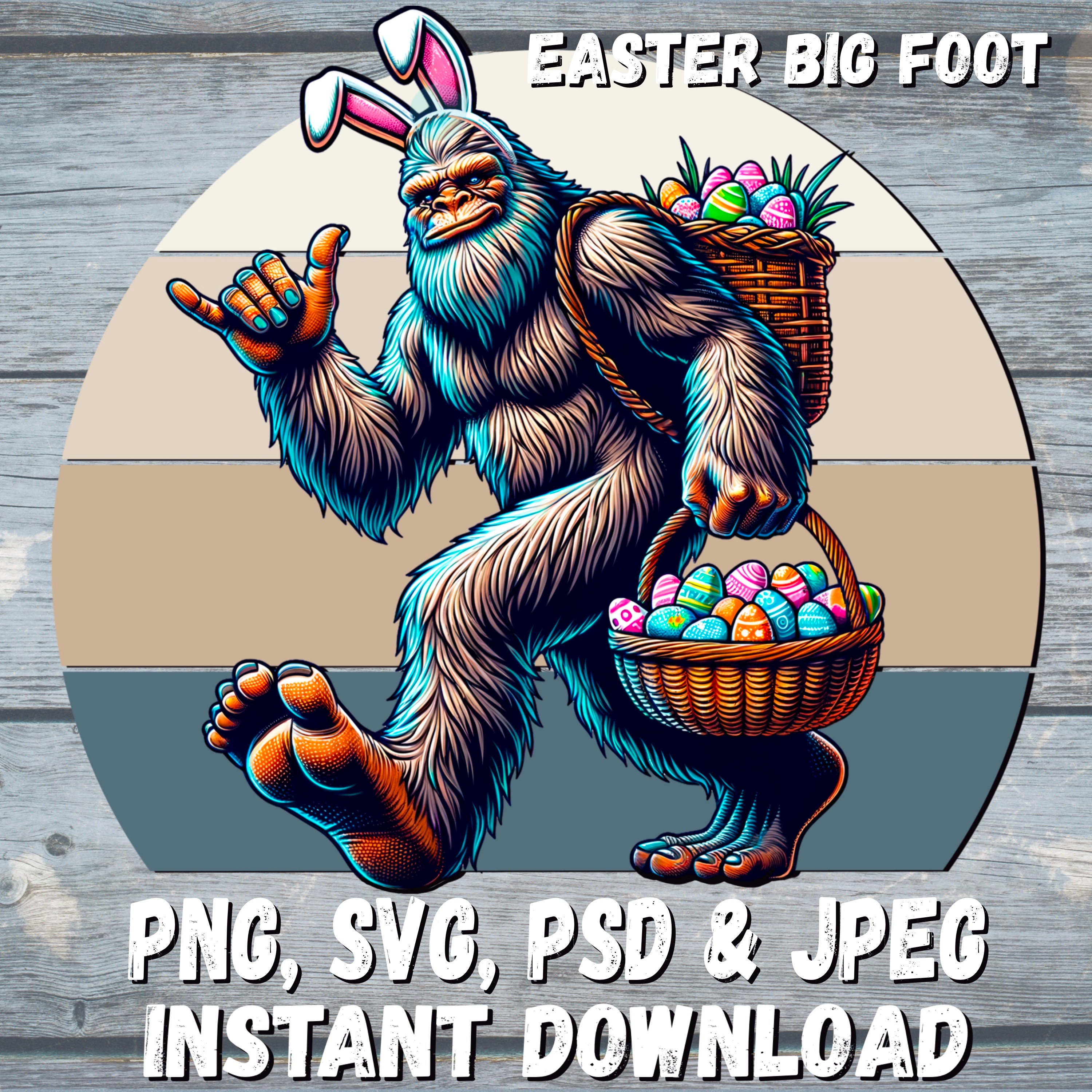 Bigfoot Easter Bunny Svg Png, Easter Sasquatch Svg PNG, Bigfoot Clipart ...