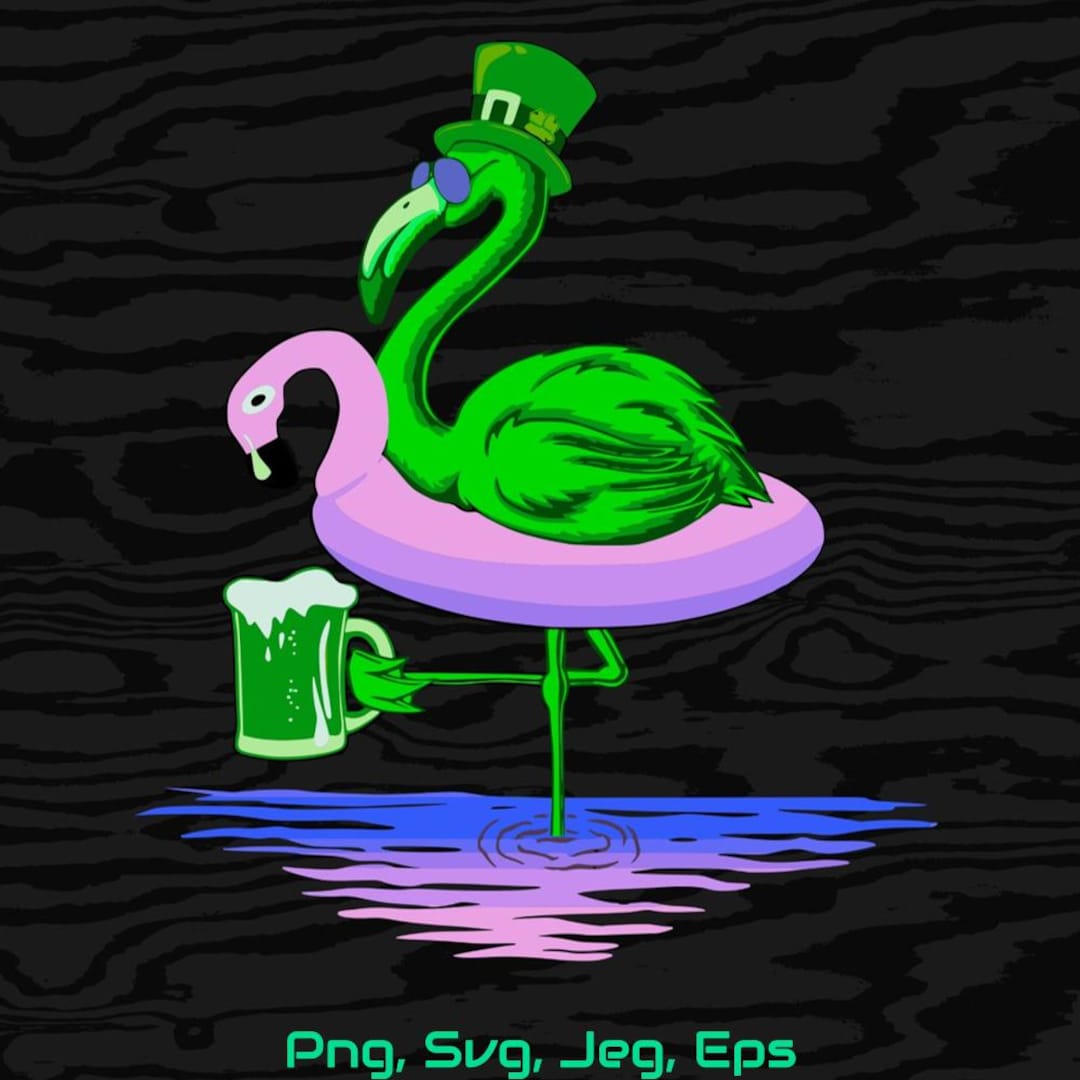 St. Patrick's Day Green Flamingo, St Patricks Day Drinking PNG, Funny ...