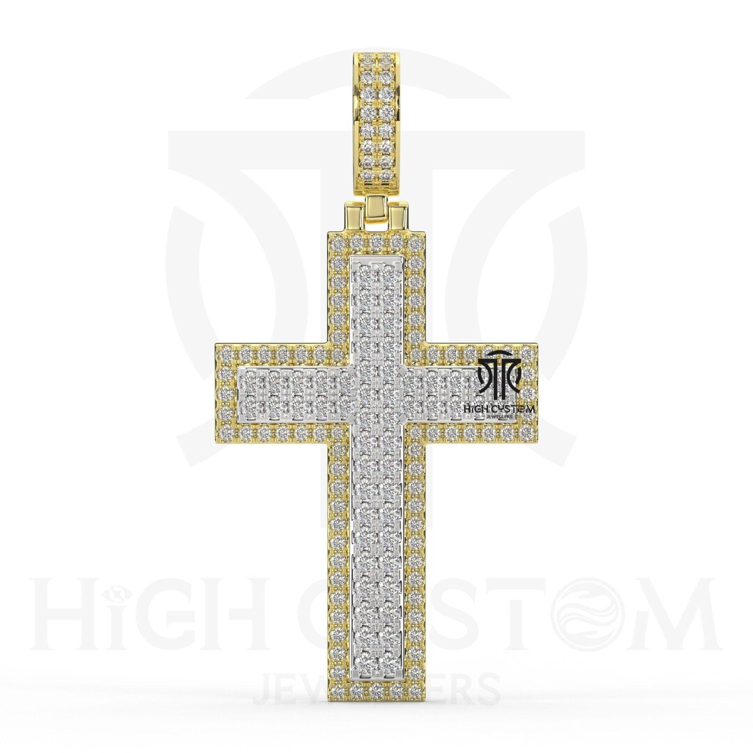 VVS Moissanite Diamond Cross Pendant 14k White Gold Iced Out Religious ...