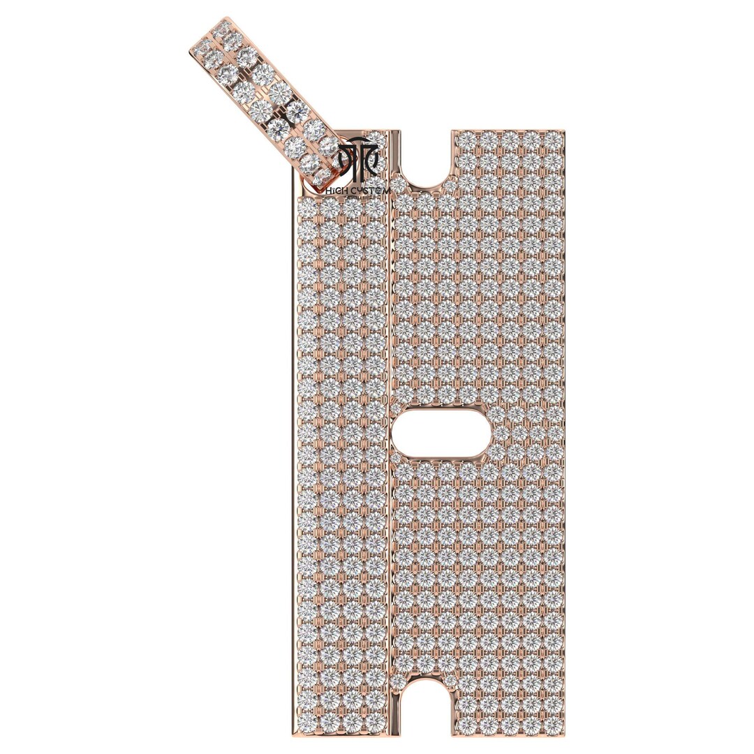 Iced Out Razor Blade Pendant Necklace Moissanite Diamond Hip Hop Men's ...