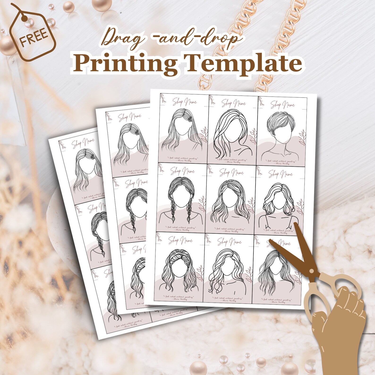 30 Custom Jewelry Display Card Template, Earring Tag, Necklace Holder ...