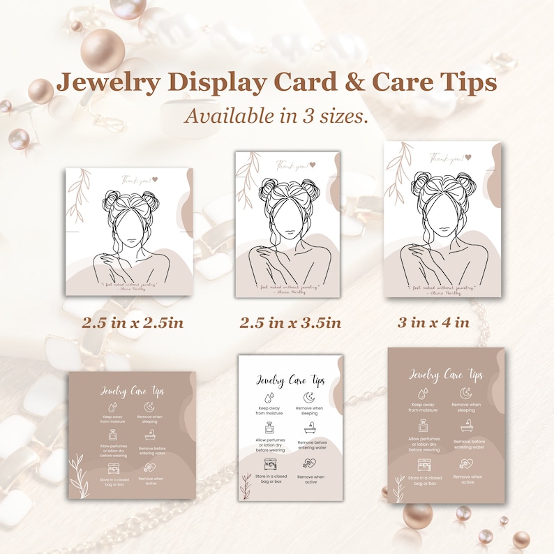 Printable Jewelry Display Card Label 30 Beige Girl Design Canva Earring ...