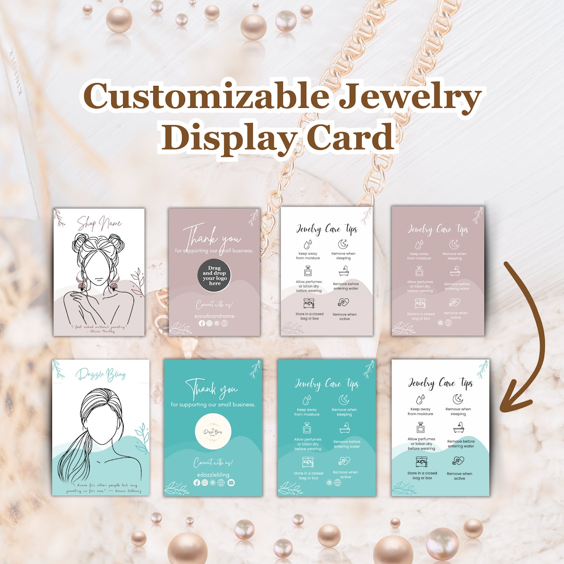 30 Editable Jewelry Display Card, Earring Holder, Earring Tag, Necklace ...