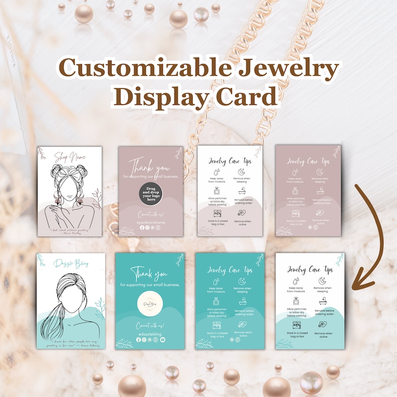 30 Editable Jewelry Display Card, Earring Holder, Earring Tag, Necklace ...