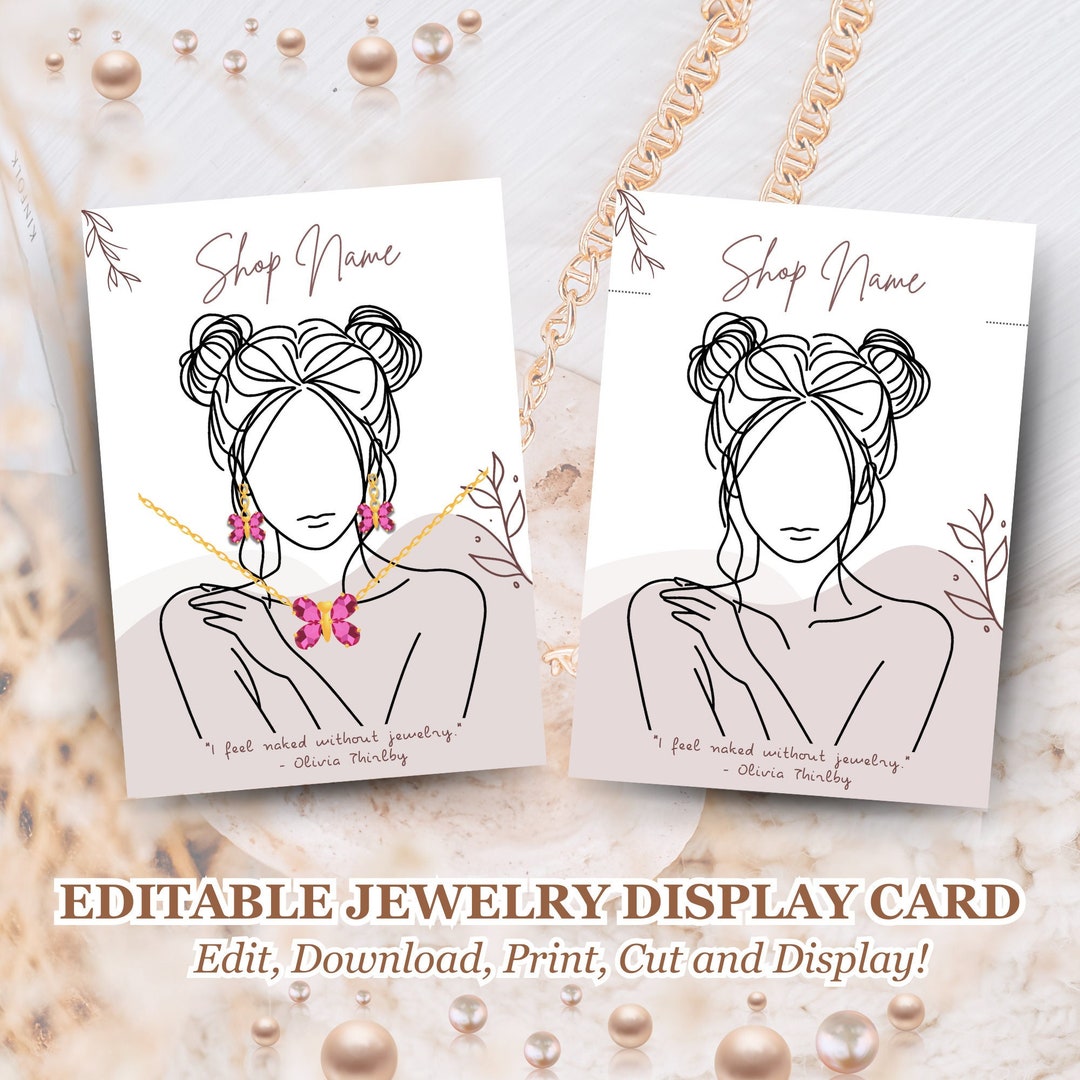 30 Custom Jewelry Display Card Template, Earring Tag, Necklace Holder ...