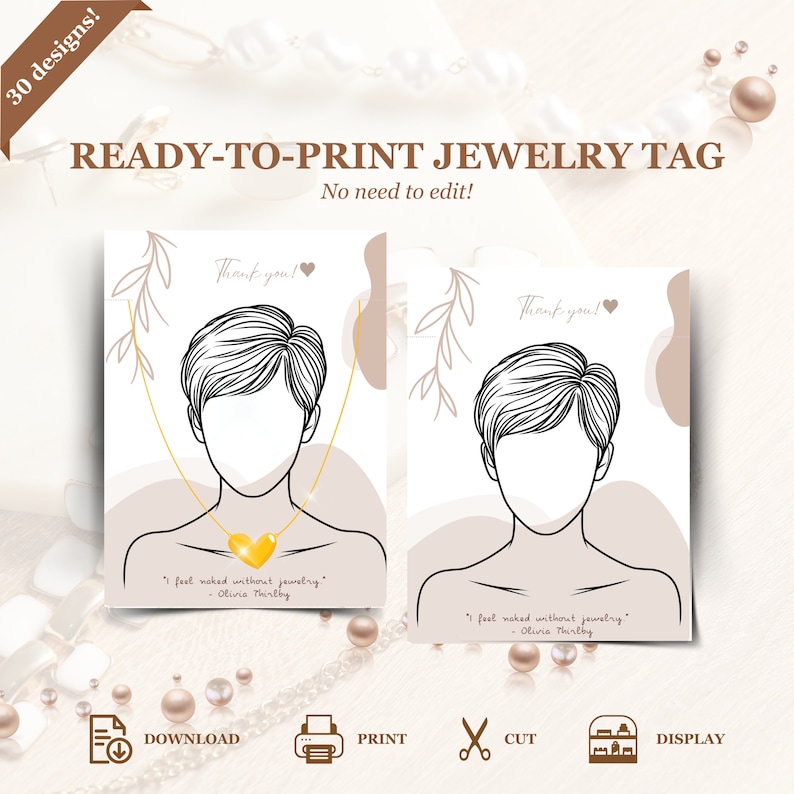 Printable Jewelry Display Card Label 30 Beige Girl Design Canva Earring ...