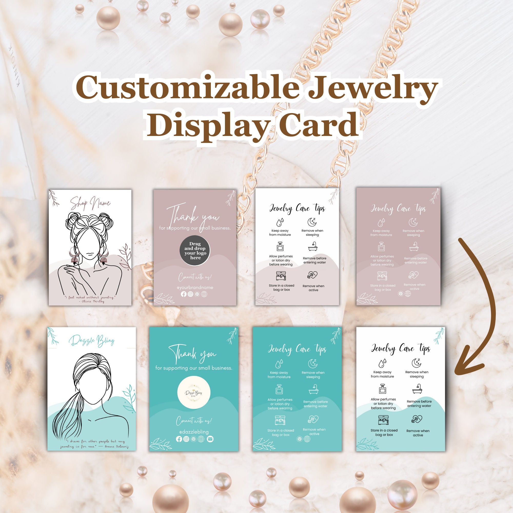 30 Custom Jewelry Display Card Template, Earring Tag, Necklace Holder, Bracelet Card, Line Art ...