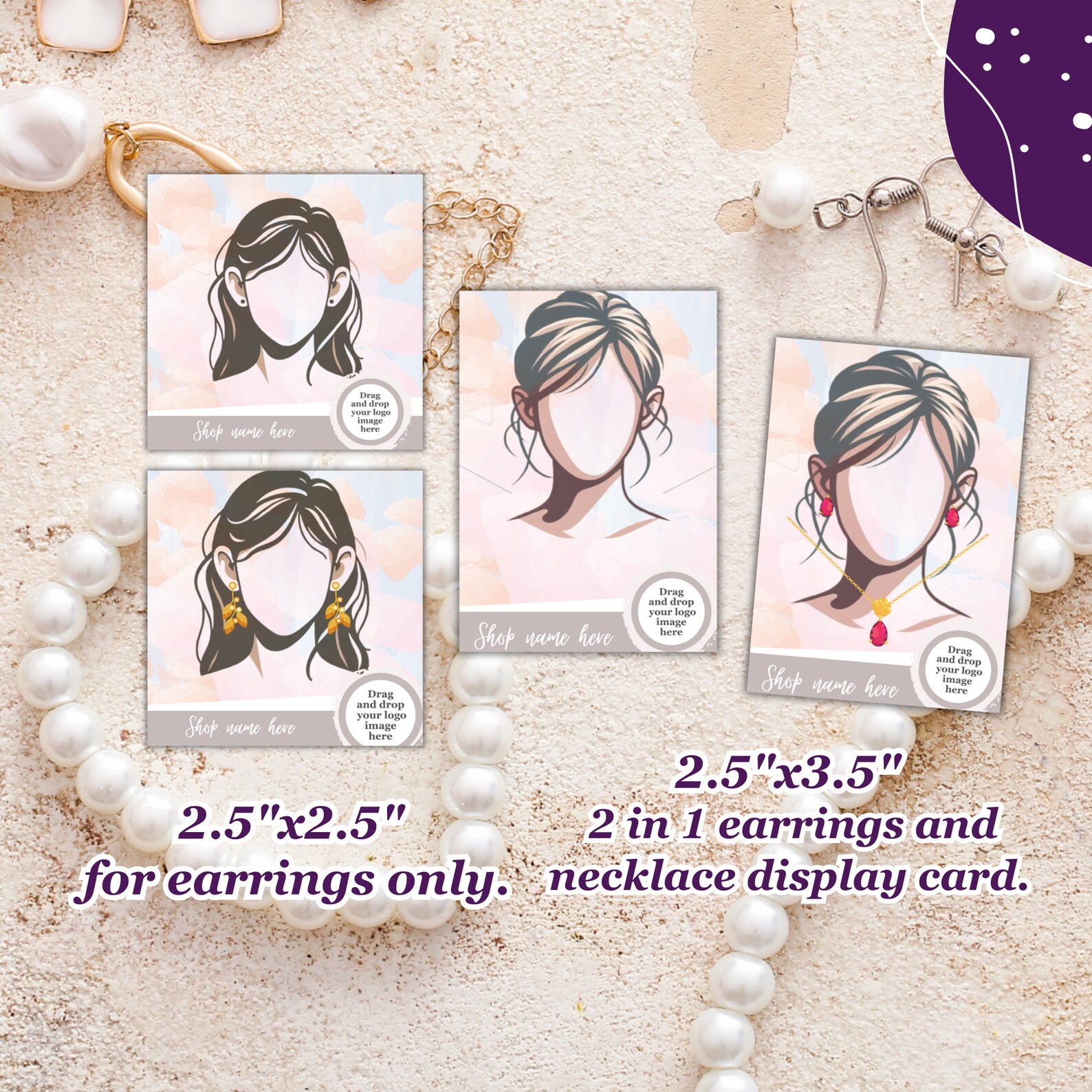 Jewelry Display Card, 30 Editable Earring Display Card, Earring Tag ...