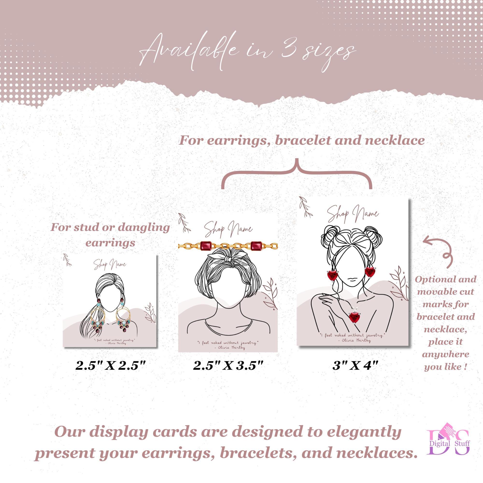30 Editable Jewelry Display Card, Earring Holder, Earring Tag, Necklace ...