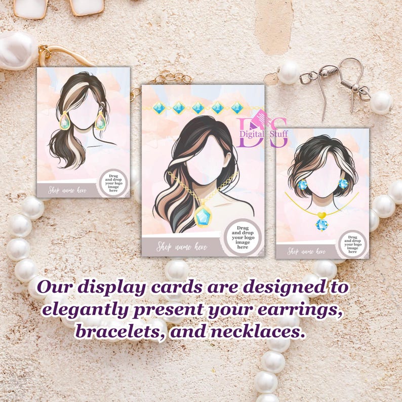 Jewelry Display Card, 30 Editable Earring Display Card, Earring Tag ...