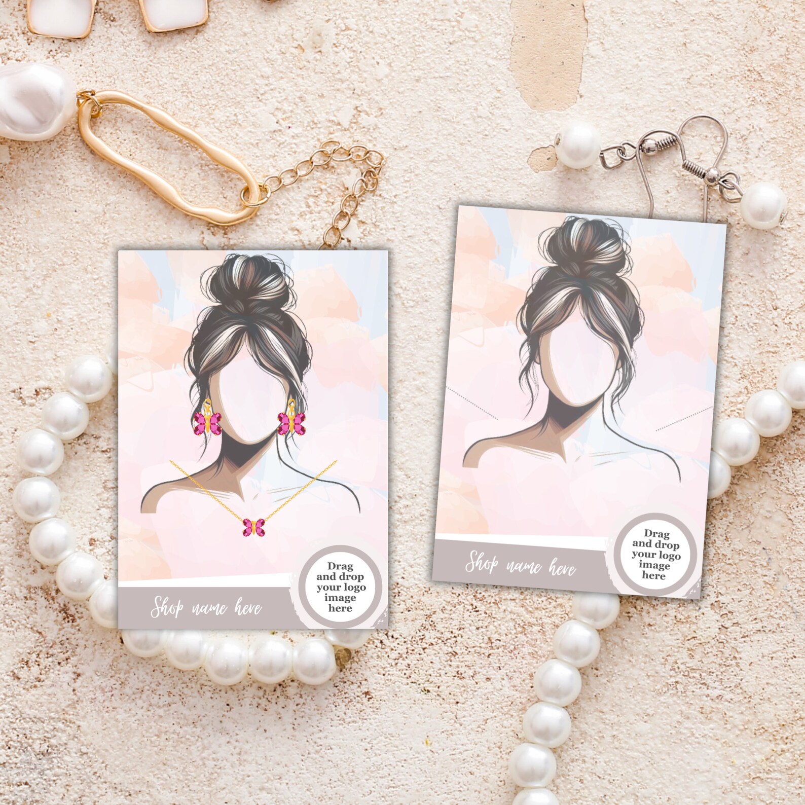 Jewelry Display Card, 30 Editable Earring Display Card, Earring Tag ...