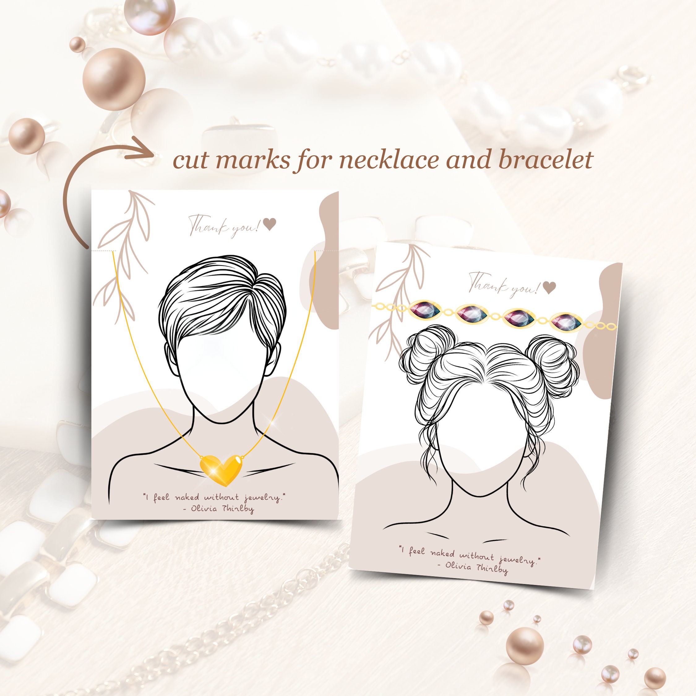 Printable Jewelry Display Card Label 30 Beige Girl Design Canva Earring ...