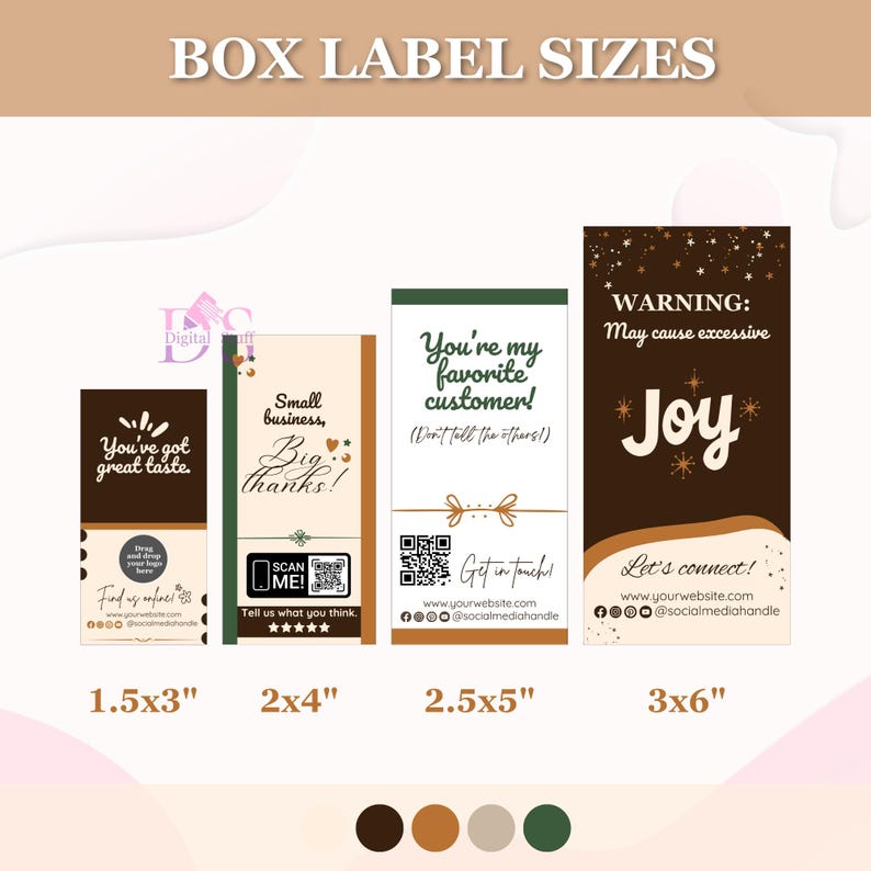 Box Label Template, Editable Packaging Seal Design, DIY Printable ...