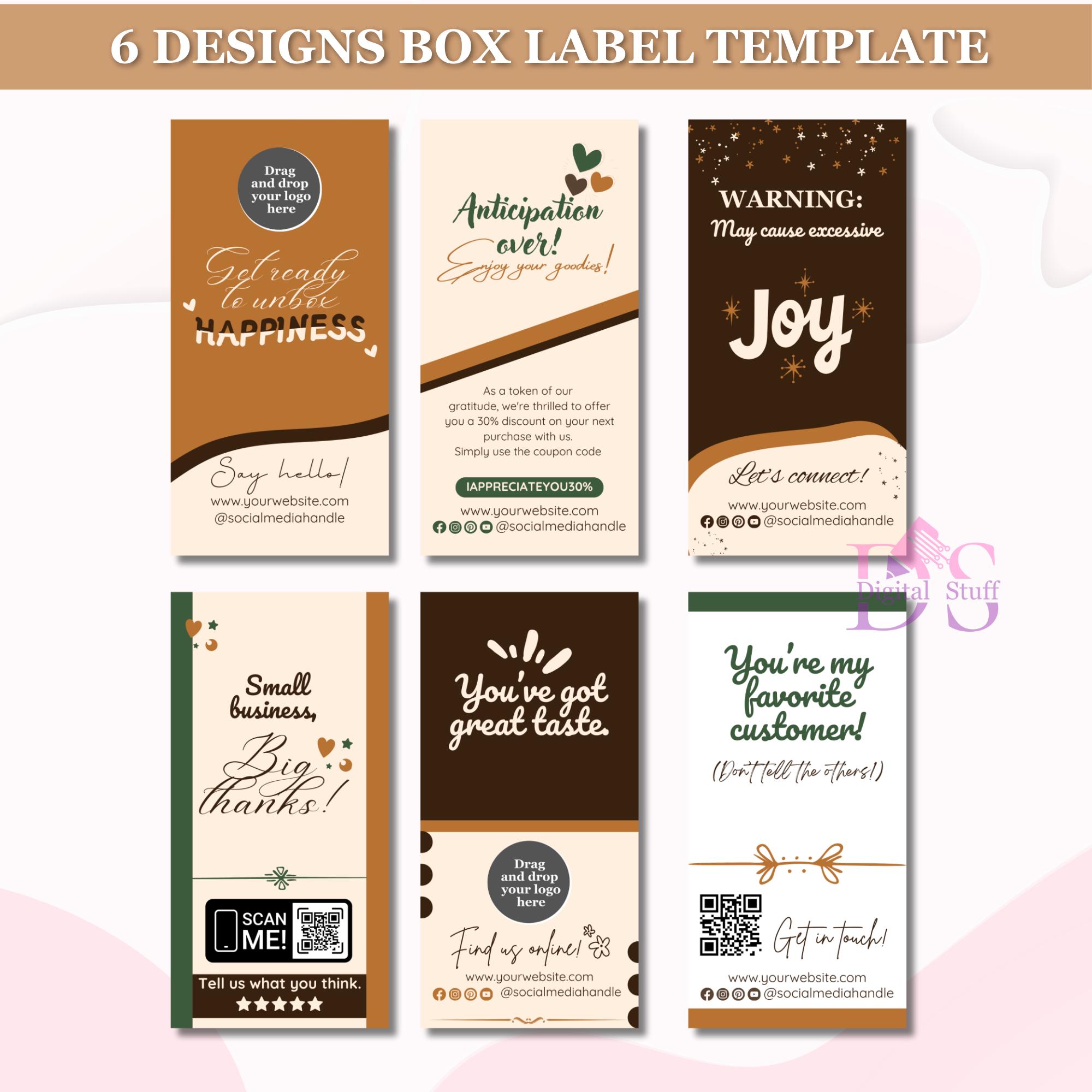 Box Label Template, Editable Packaging Seal Design, DIY Printable ...