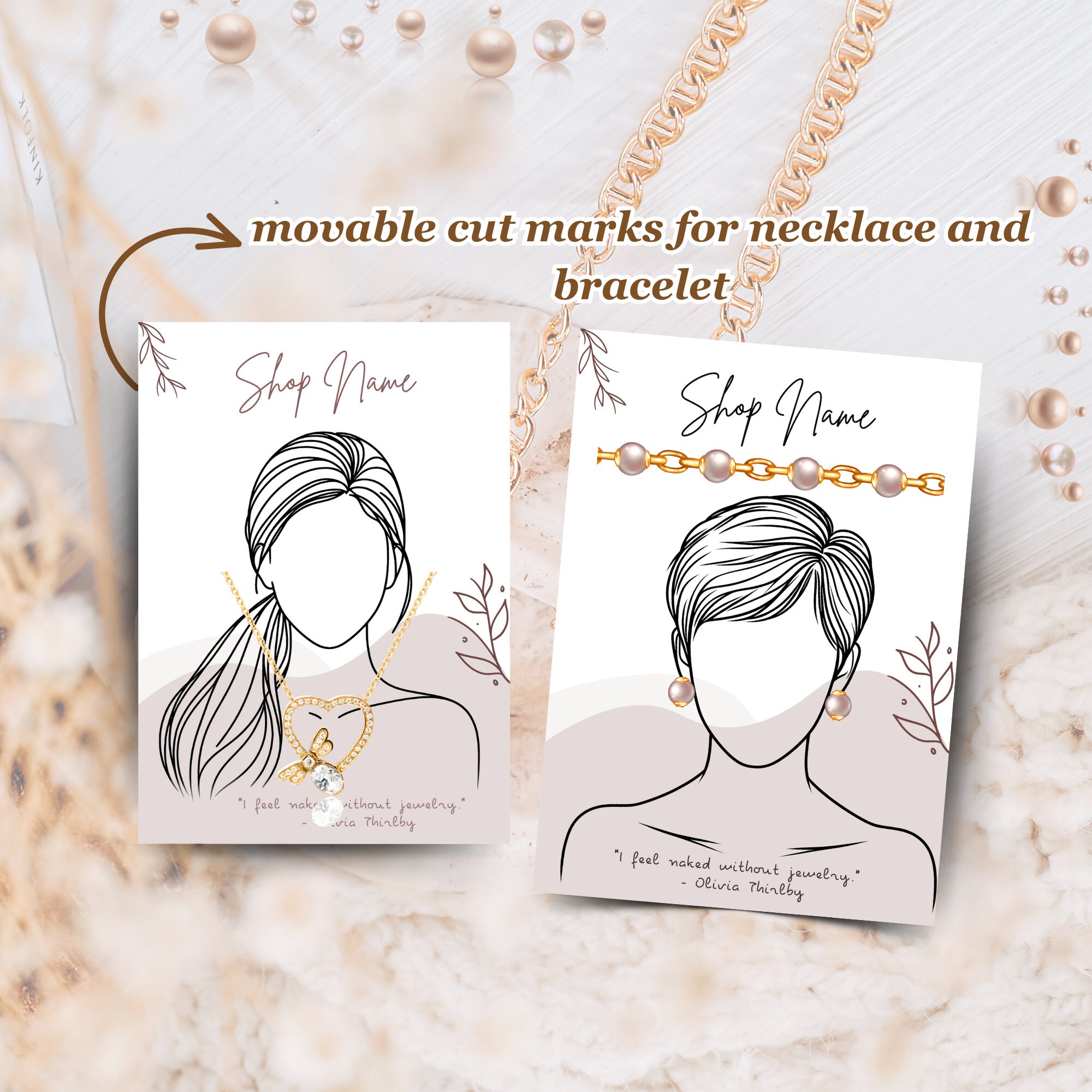 30 Editable Jewelry Display Card, Earring Holder, Earring Tag, Necklace ...