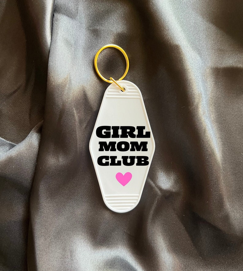 Girl Mom Club Motel Keychain Mom Keychain White, Black, and Pink ...